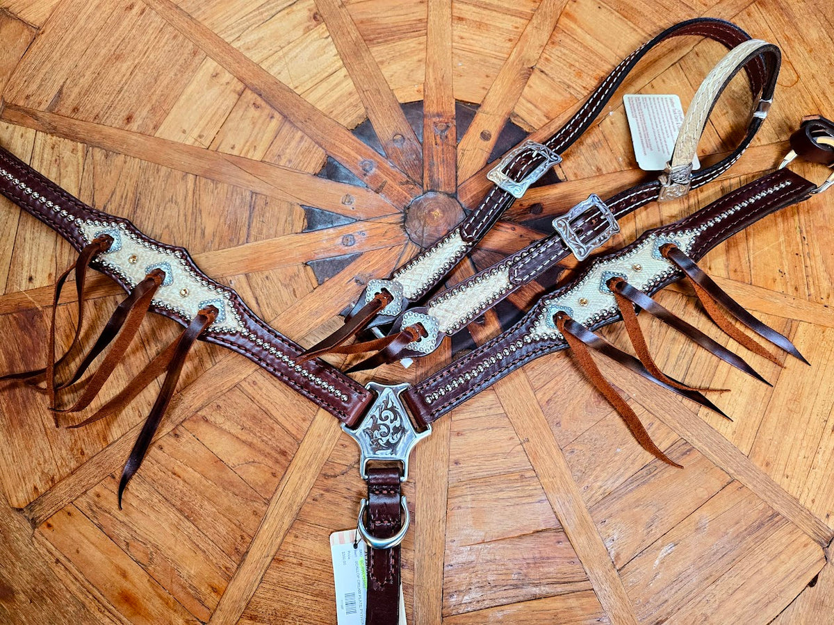 Rockin Wilson Cream Python W Silver Bbs One Eared Tack Set Josey Western Store 