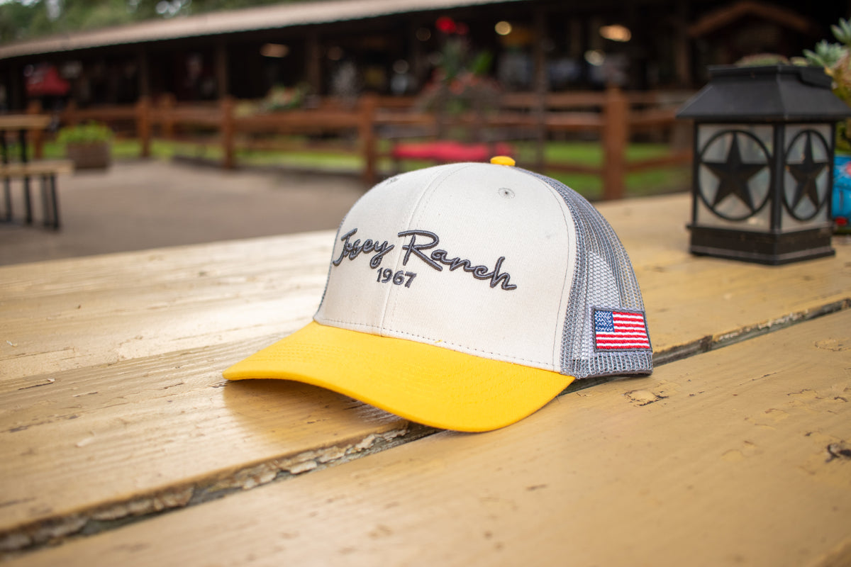 Josey Ranch Custom Cap Structured Yellow/Grey with Grey Mesh – Josey ...