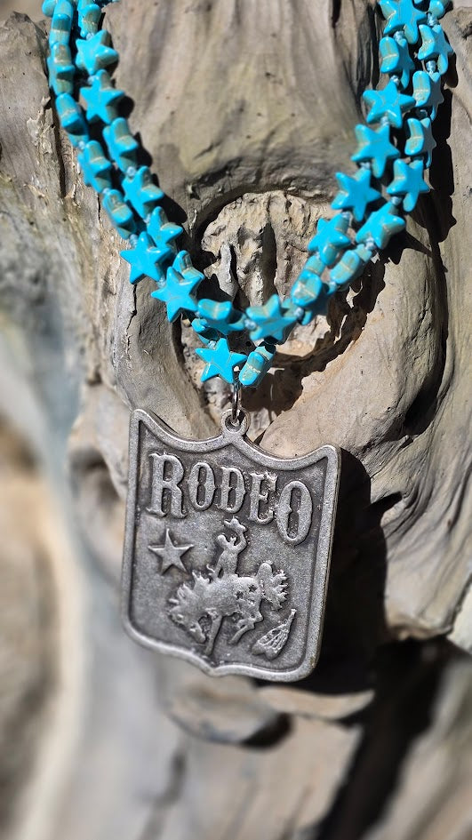 Junkyard Cowgirl Rodeo Medallion with Turquoise Stone Chain – Josey ...